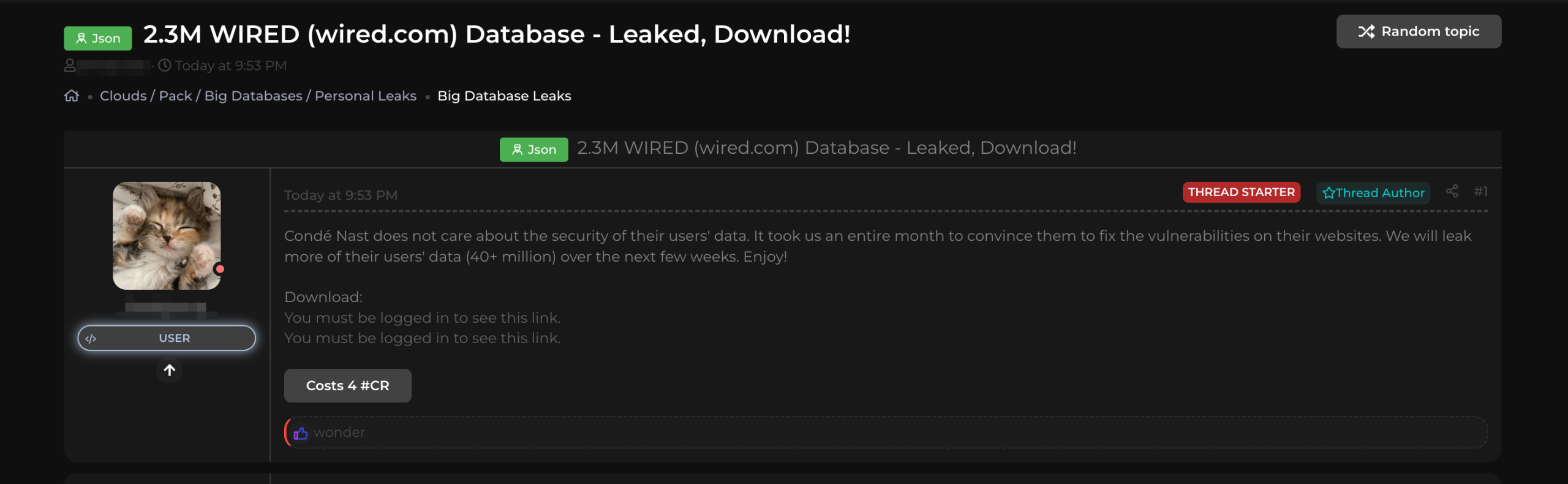 Alleged Data Breach Targets WIRED User Database | DataBreach.io